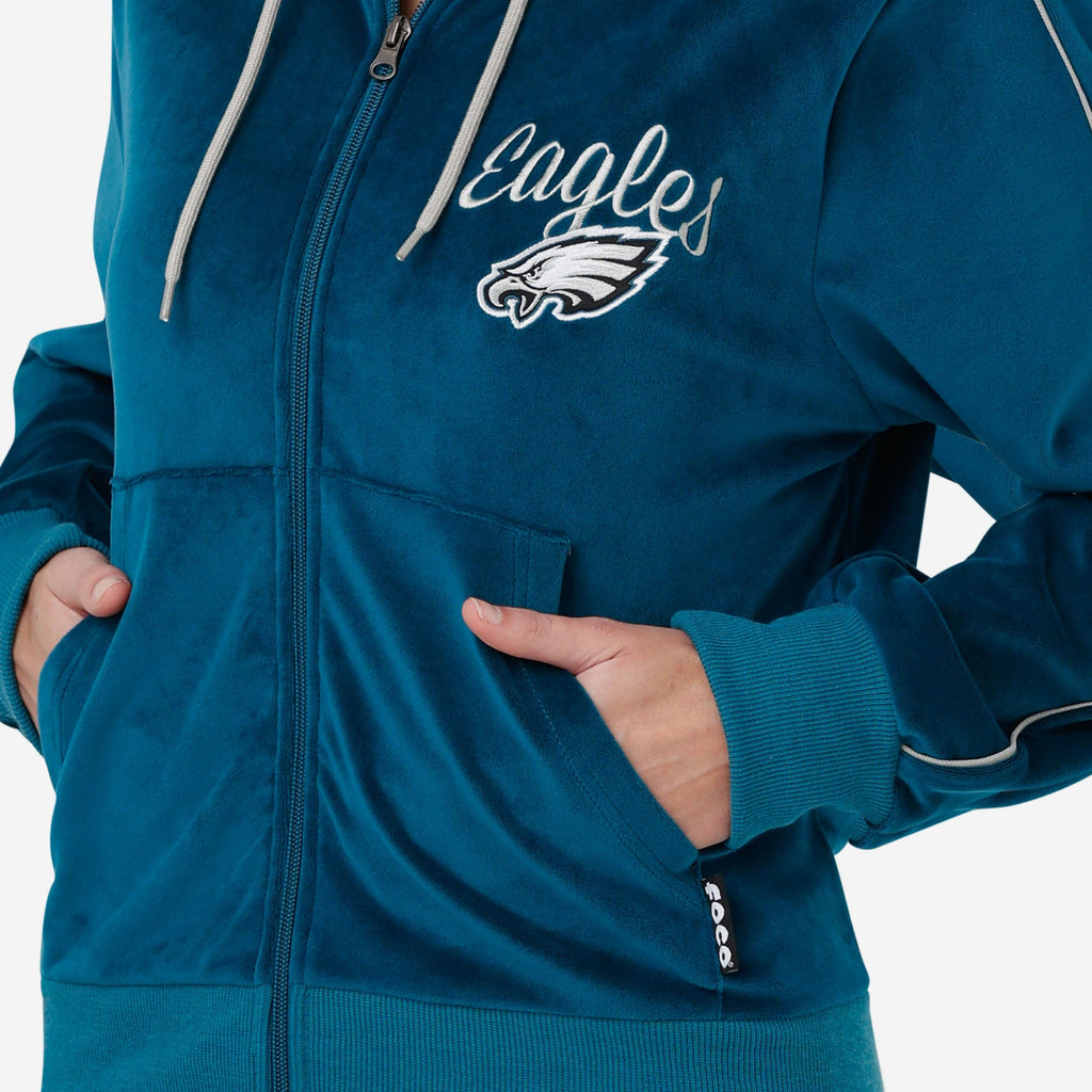 Philadelphia Eagles Womens Velour Zip Up Top FOCO
