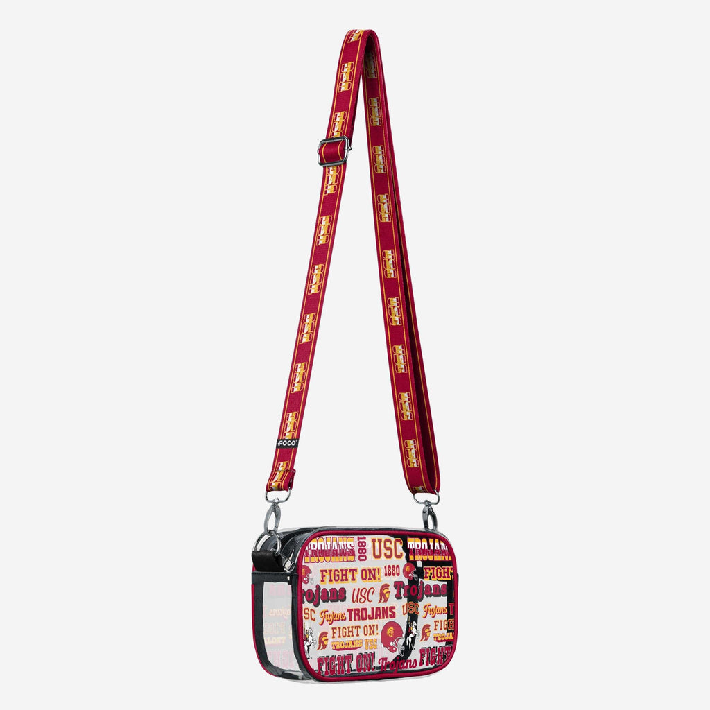 USC Trojans Repeat Retro Print Clear Crossbody Bag FOCO