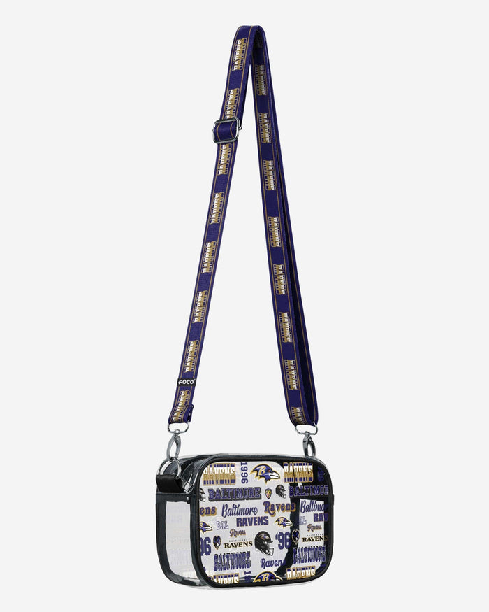 Baltimore Ravens Repeat Retro Print Clear Crossbody Bag FOCO