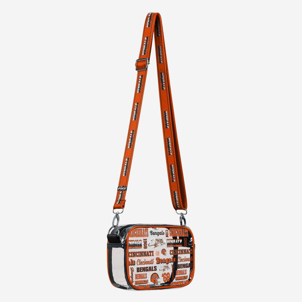 Cincinnati Bengals Repeat Retro Print Clear Crossbody Bag FOCO