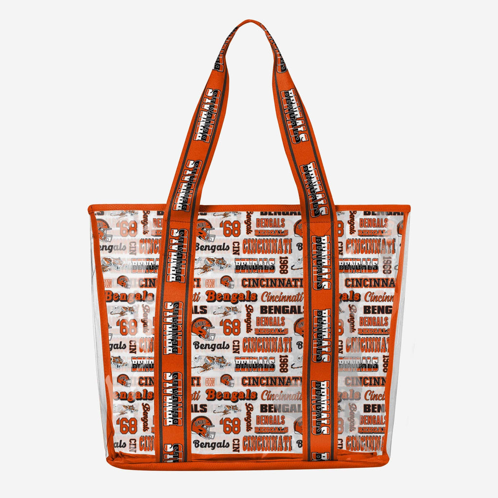Cincinnati Bengals Repeat Retro Print Clear Tote Bag FOCO