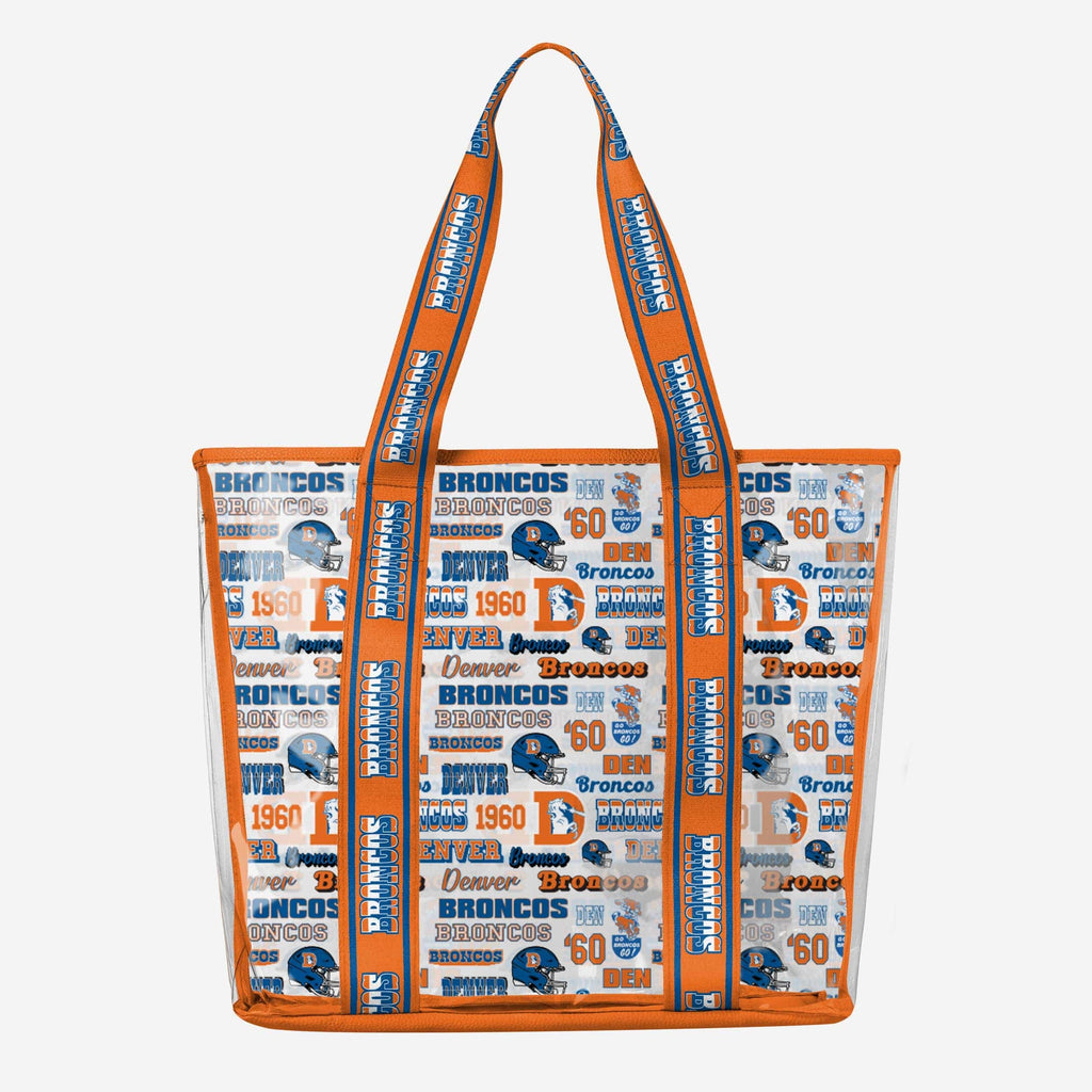 Denver Broncos Repeat Retro Print Clear Tote Bag FOCO