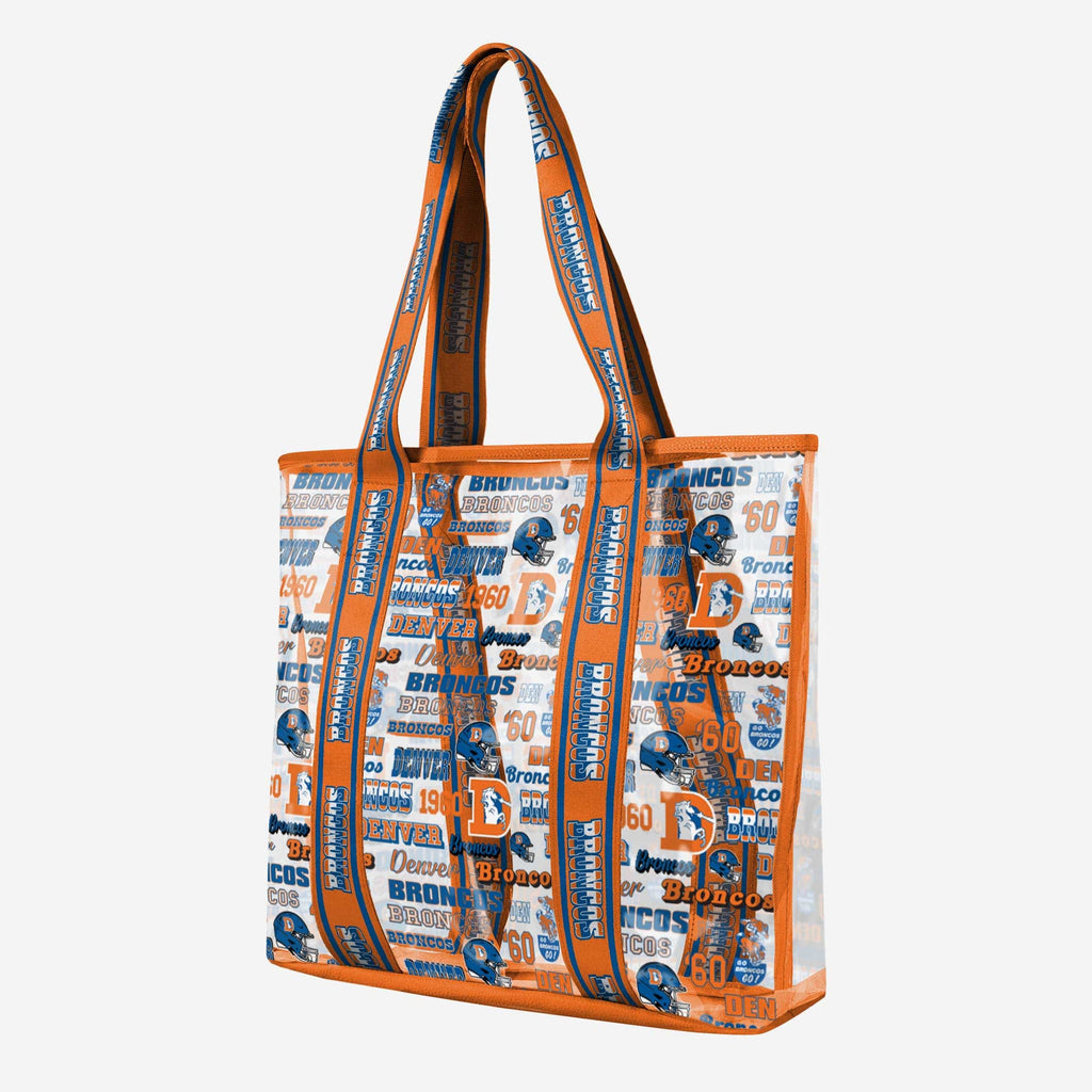 Denver Broncos Repeat Retro Print Clear Tote Bag FOCO