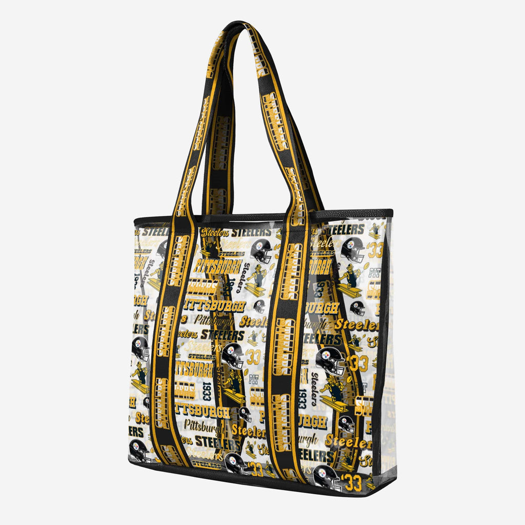 Pittsburgh Steelers Repeat Retro Print Clear Tote Bag FOCO