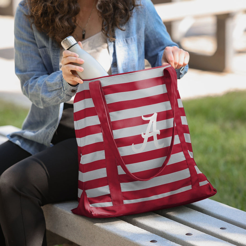 Alabama Crimson Tide Team Stripe Canvas Tote Bag FOCO