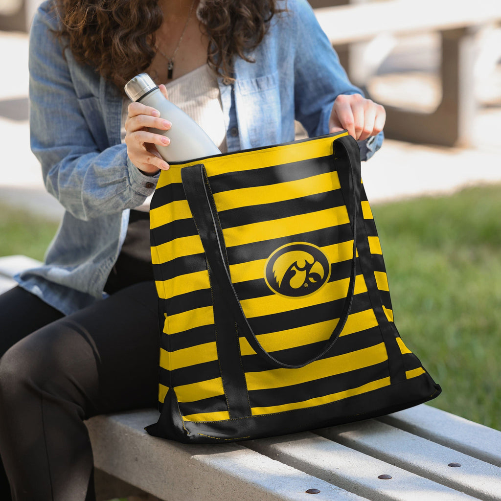 Iowa Hawkeyes Team Stripe Canvas Tote Bag FOCO