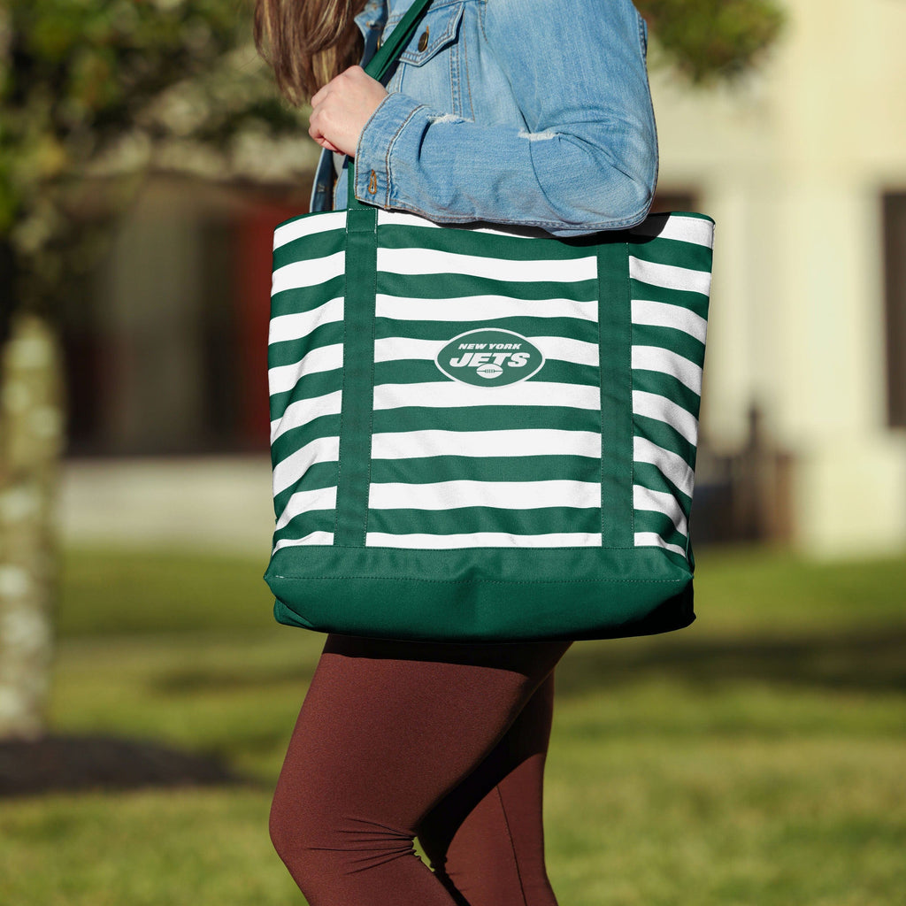 New York Jets Team Stripe Canvas Tote Bag FOCO
