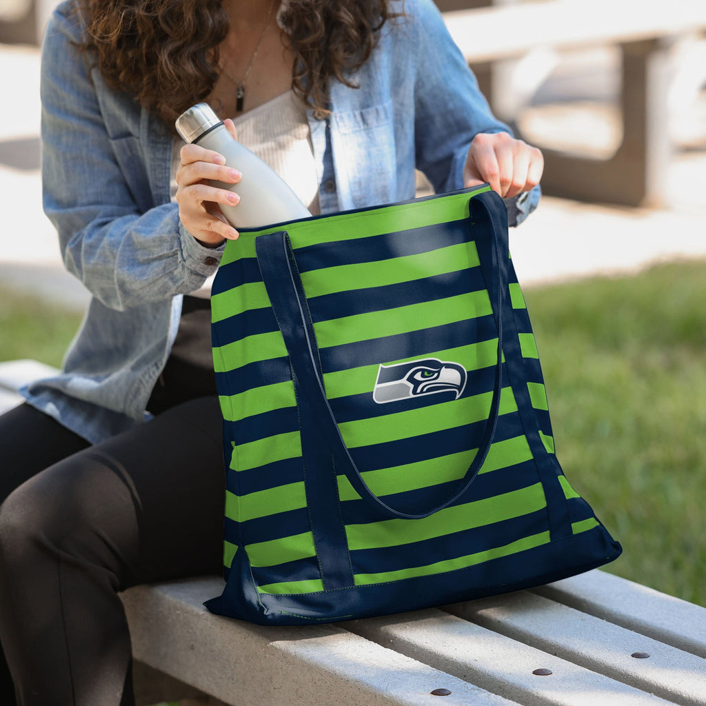 Seattle Seahawks Team Stripe Canvas Tote Bag FOCO