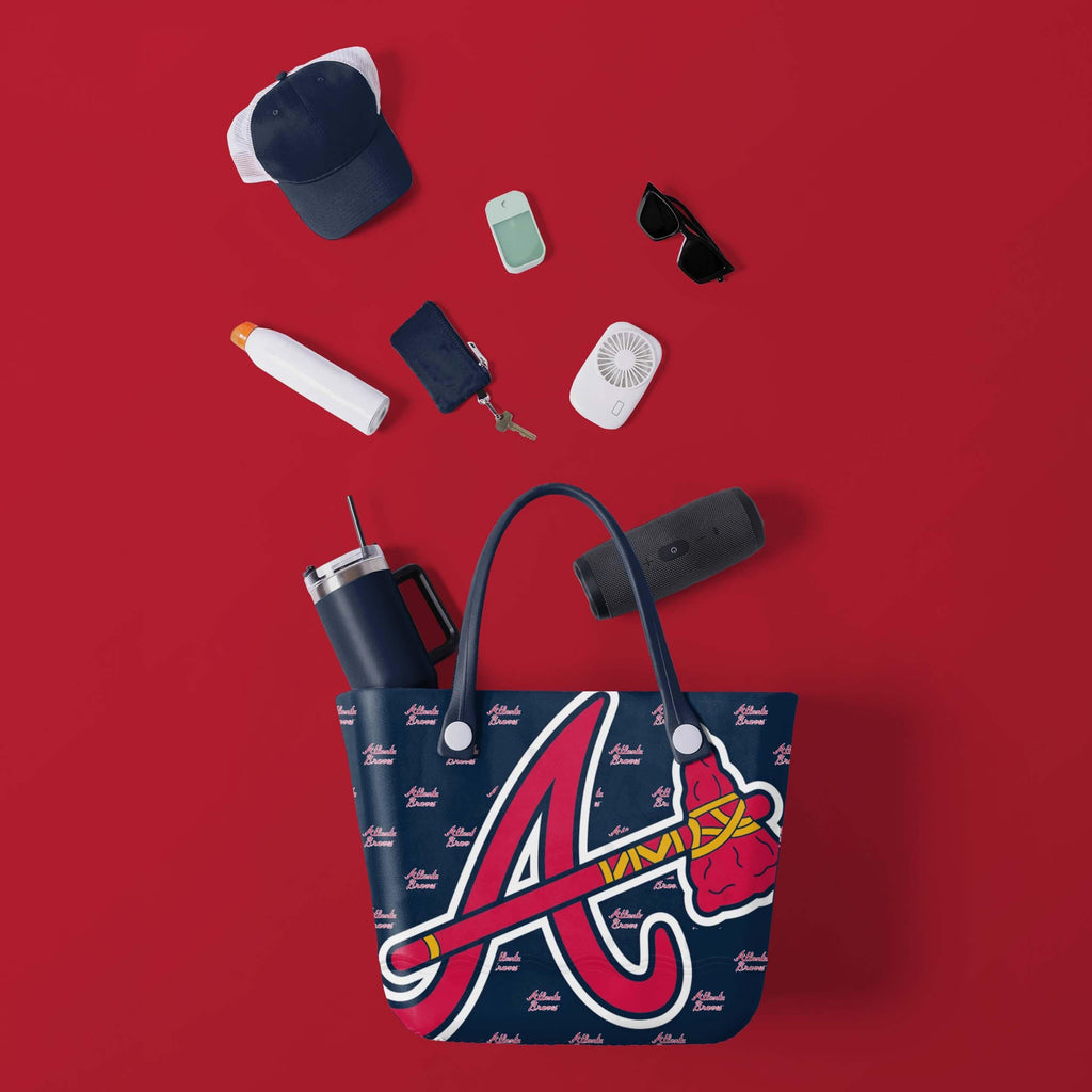 Atlanta Braves Big Logo Mini Print Tailgate Tote Bag FOCO