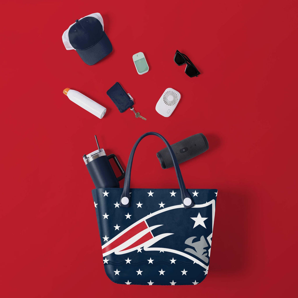 New England Patriots Big Logo Mini Print Tailgate Tote Bag FOCO