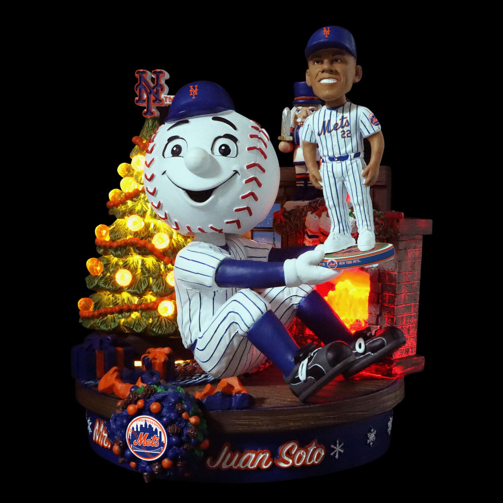 Mr Met & Juan Soto New York Mets Light Up Holiday Bobblehead Scene FOCO