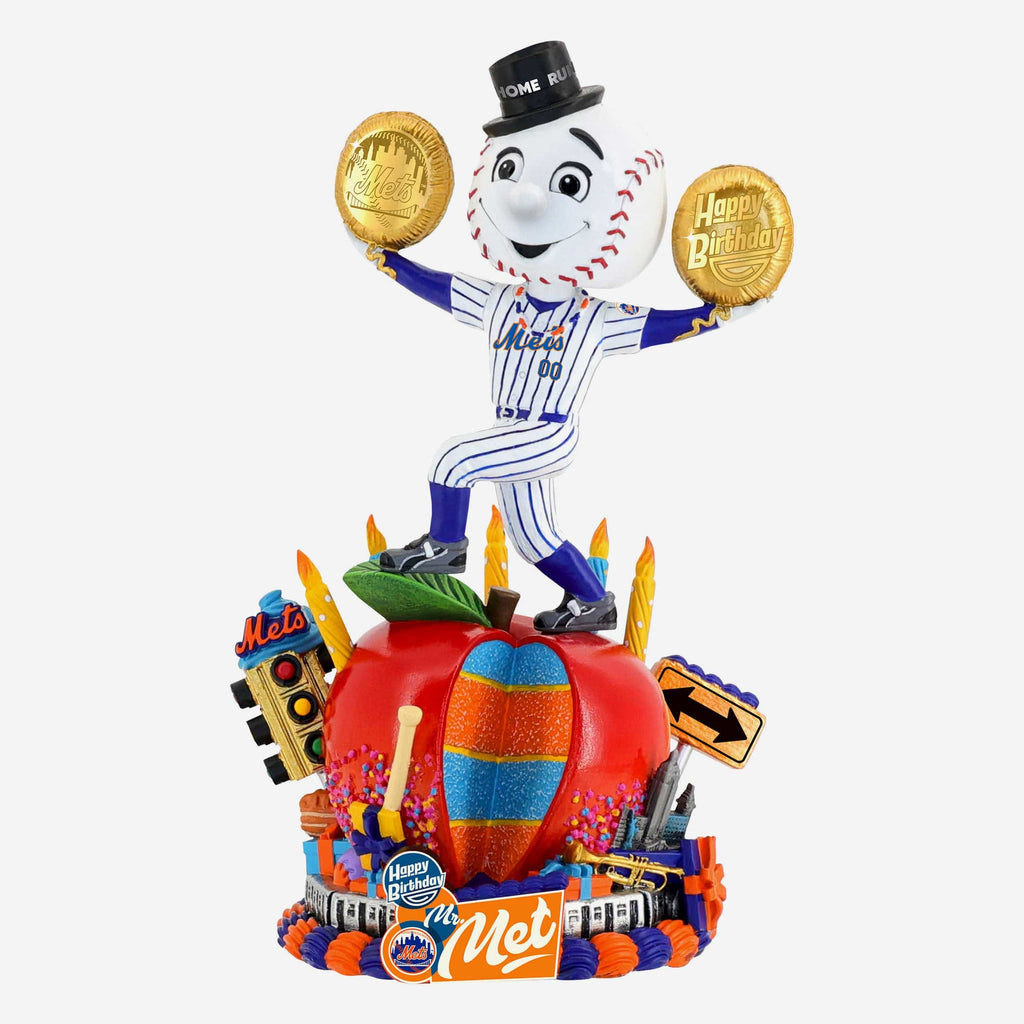 Mr Met New York Mets 2025 Big Apple Birthday Cake Bobblehead FOCO