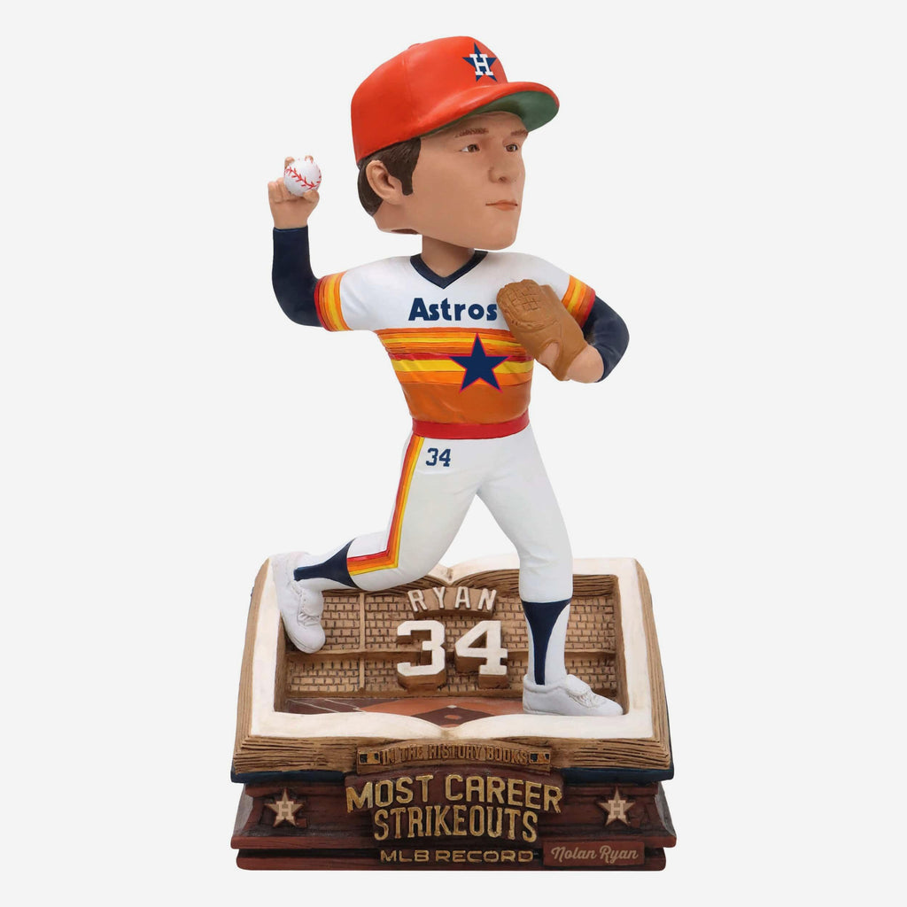 Nolan Ryan Houston Astros All-Time Strikeouts Record Book Bobblehead FOCO