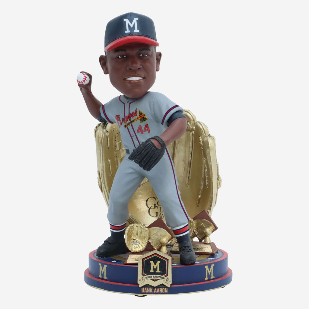 Hank Aaron Milwaukee Braves 3x Gold Glove Award Bobblehead FOCO