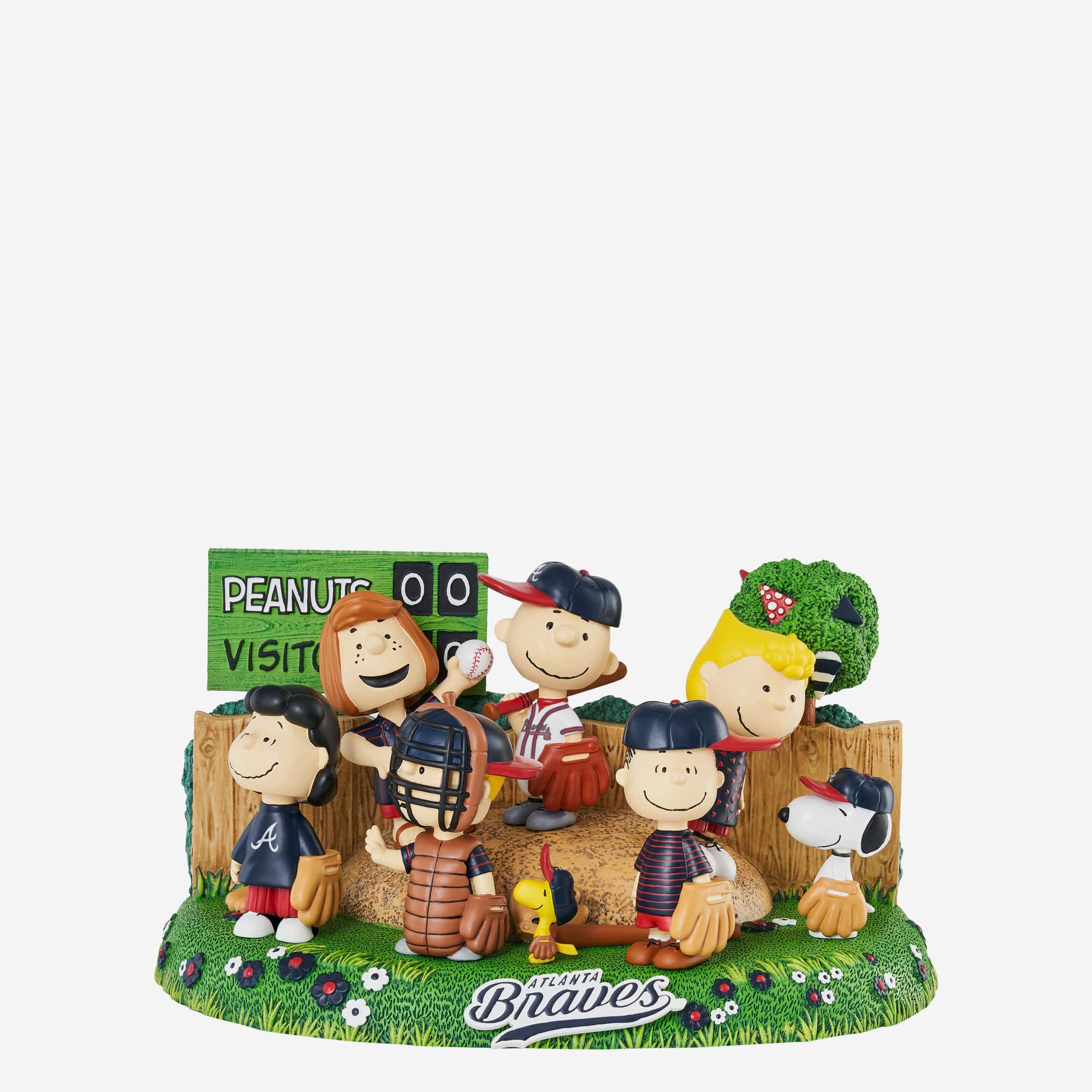Atlanta Braves Peanuts Gang Baseball Field Mini Bobblehead Scene FOCO