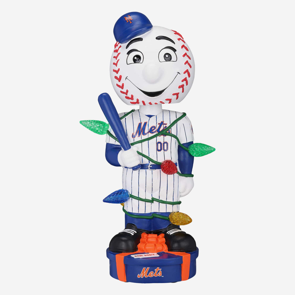 Mr Met New York Mets Holiday Lights Mascot Bobblehead FOCO