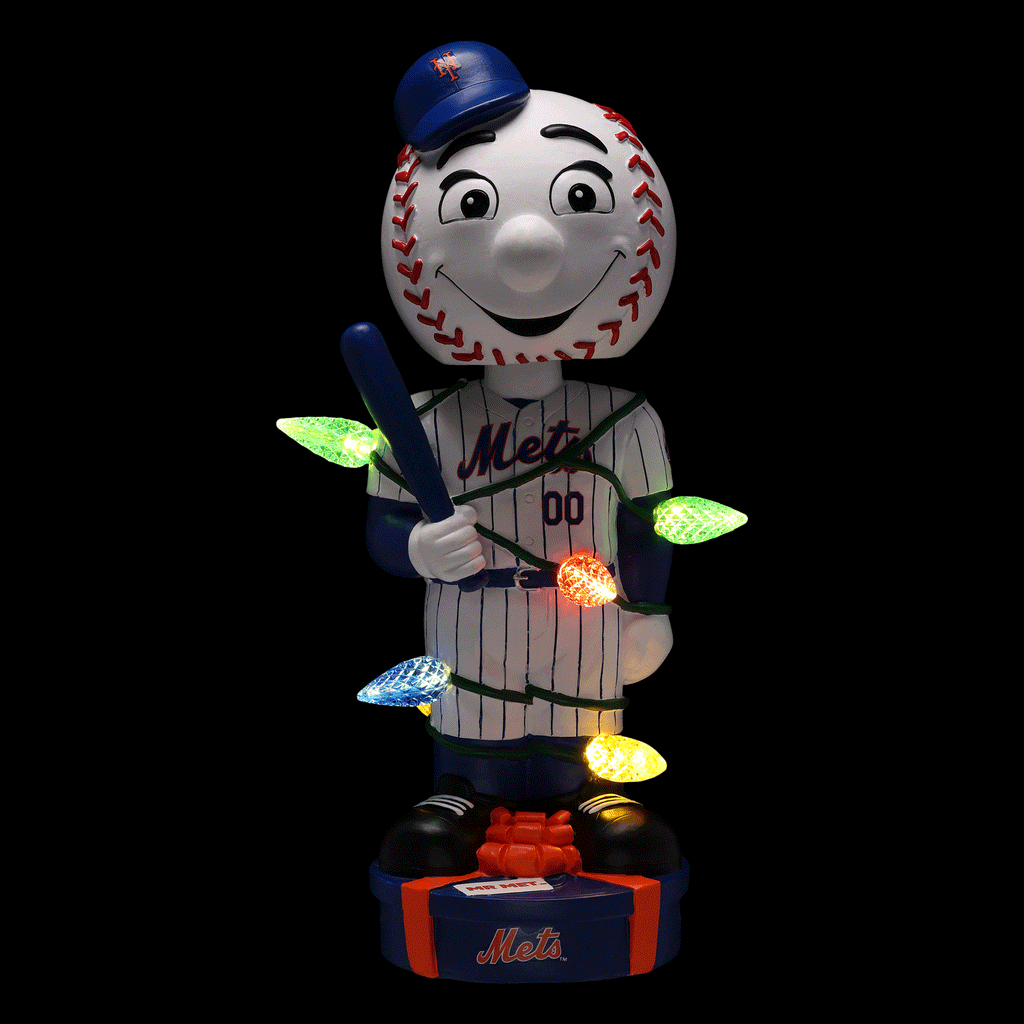 Mr Met New York Mets Holiday Lights Mascot Bobblehead FOCO