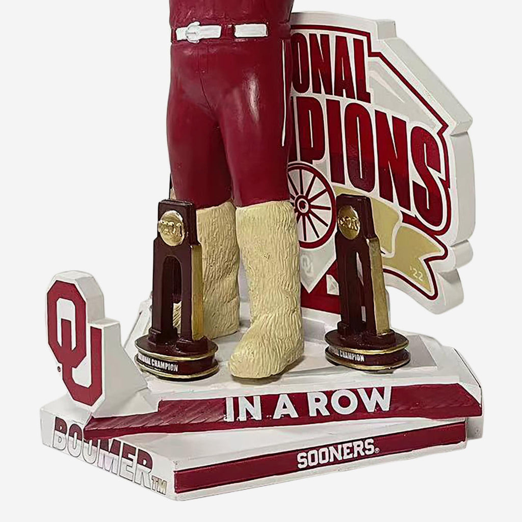 Boomer Oklahoma Sooners Three in a Row National Champions Mascot Bobbl FOCO