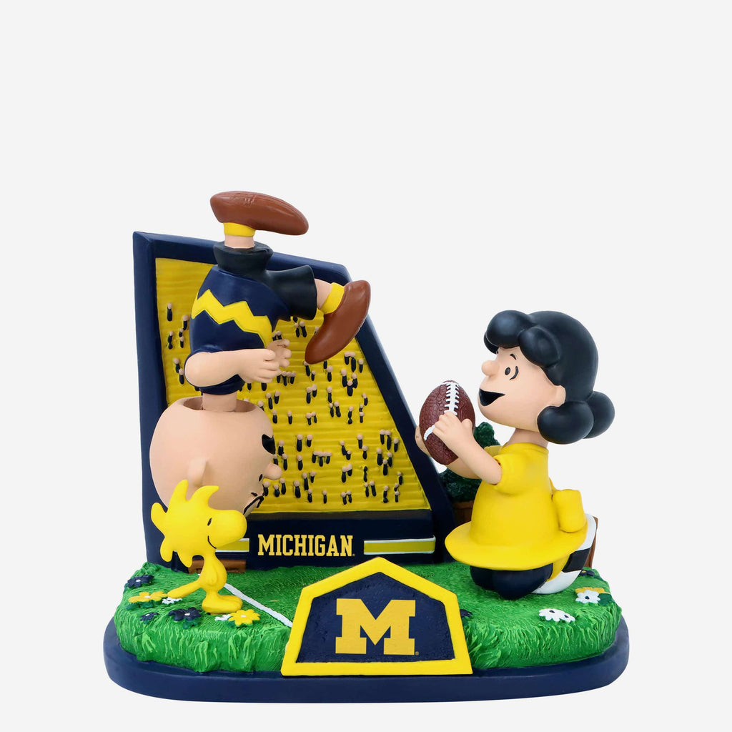 Michigan Wolverines Peanuts Football Kickoff Mini Bobblehead Scene FOCO