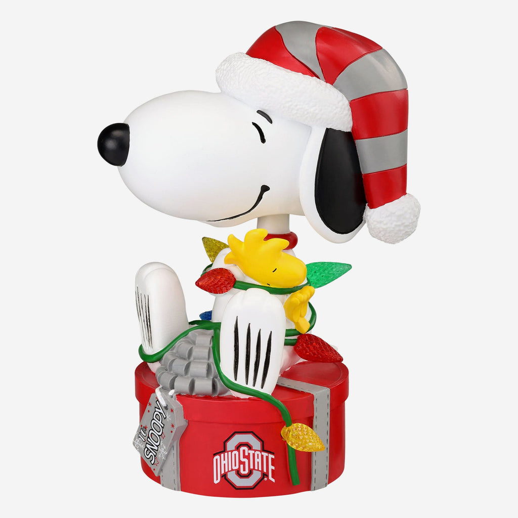 Ohio State Buckeyes Snoopy & Woodstock Peanuts Christmas Light Up Bobb FOCO