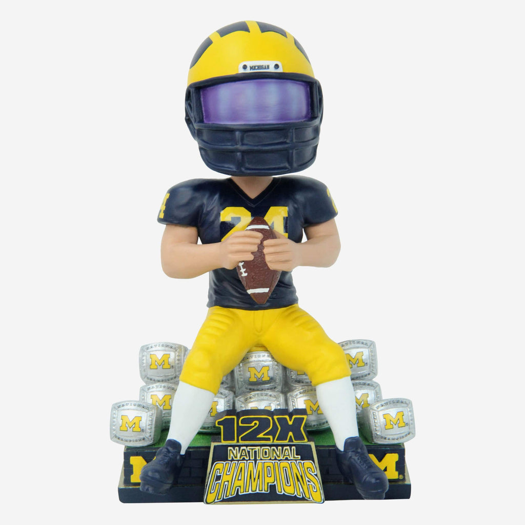 Michigan Wolverines 12X Football National Champions Bobblehead FOCO
