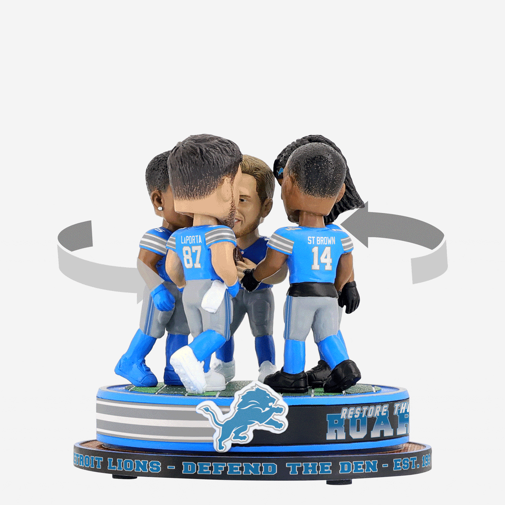 Detroit Lions Huddle Spinner Mini Bobblehead Scene FOCO