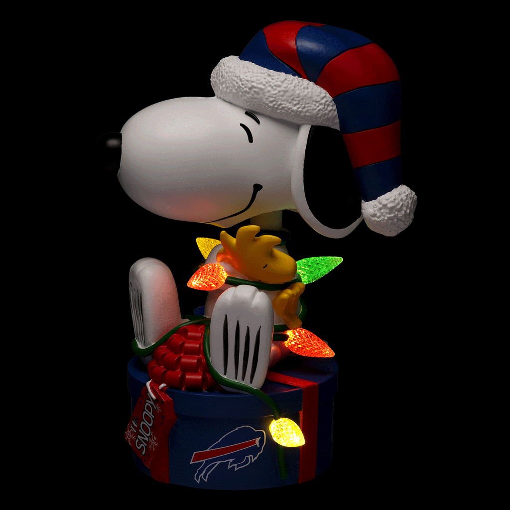 Buffalo Bills Snoopy & Woodstock Peanuts Christmas Light Up Bobblehead FOCO