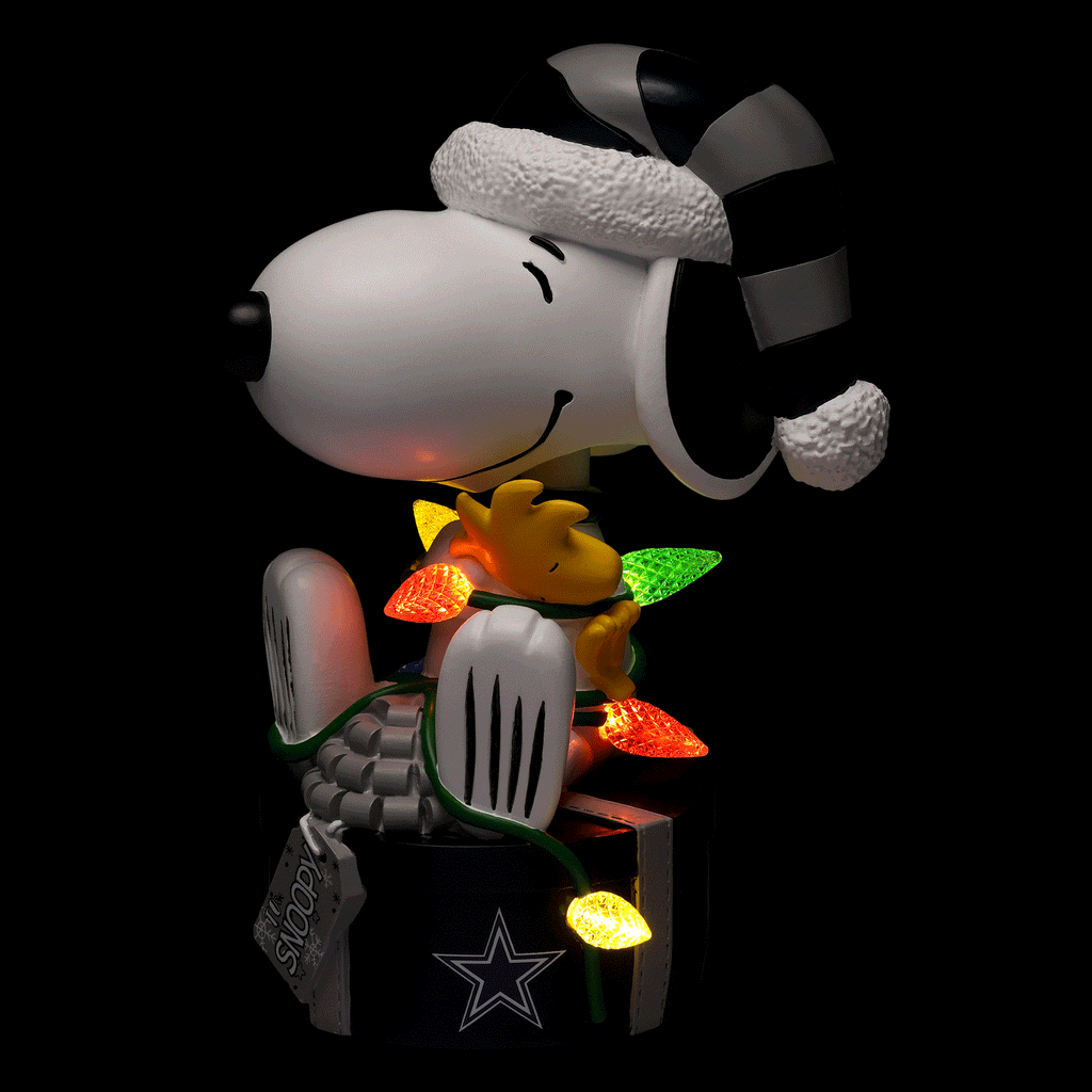 Dallas Cowboys Snoopy & Woodstock Peanuts Christmas Light Up Bobblehea FOCO