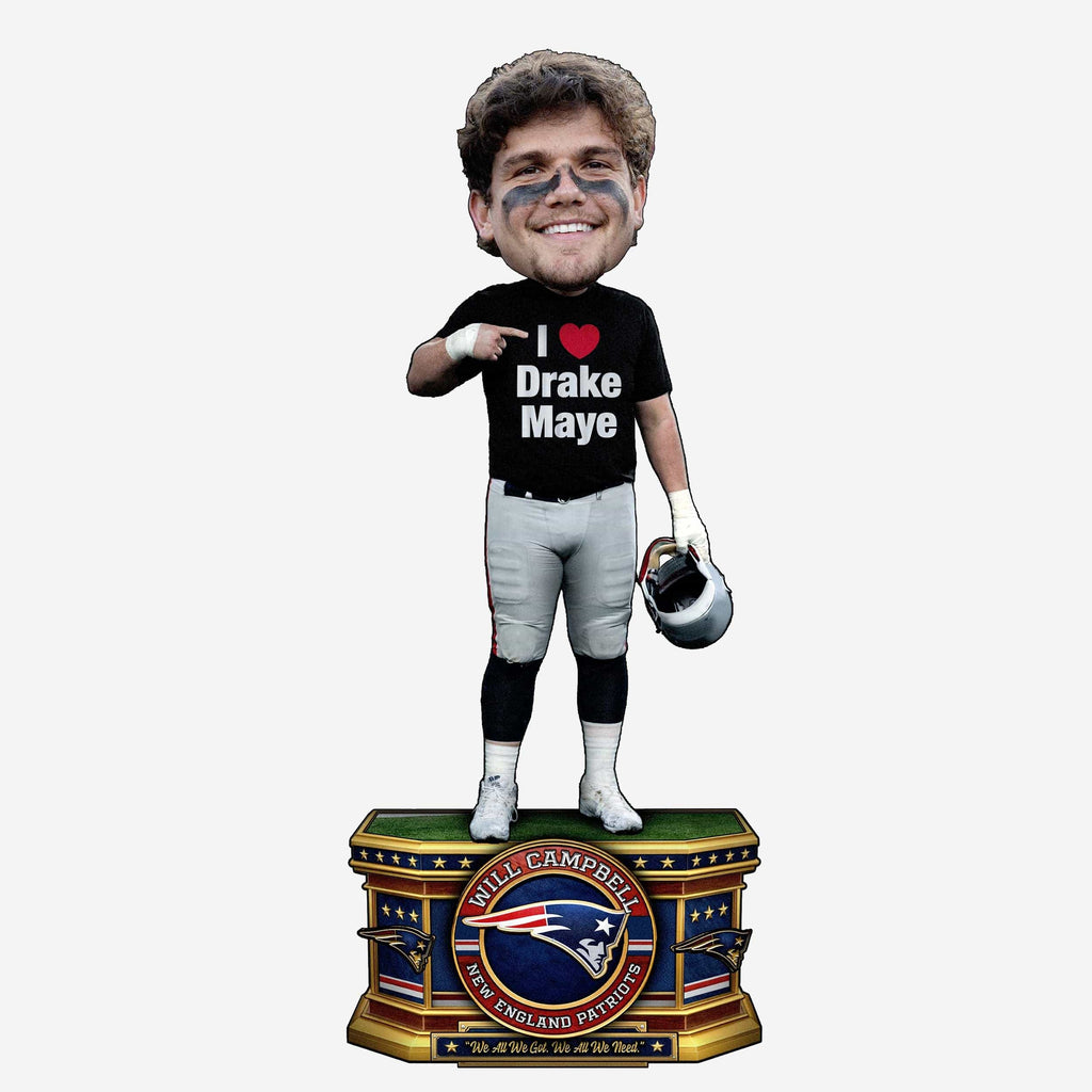 Will Campbell New England Patriots I Love Drake Maye Bobblehead FOCO
