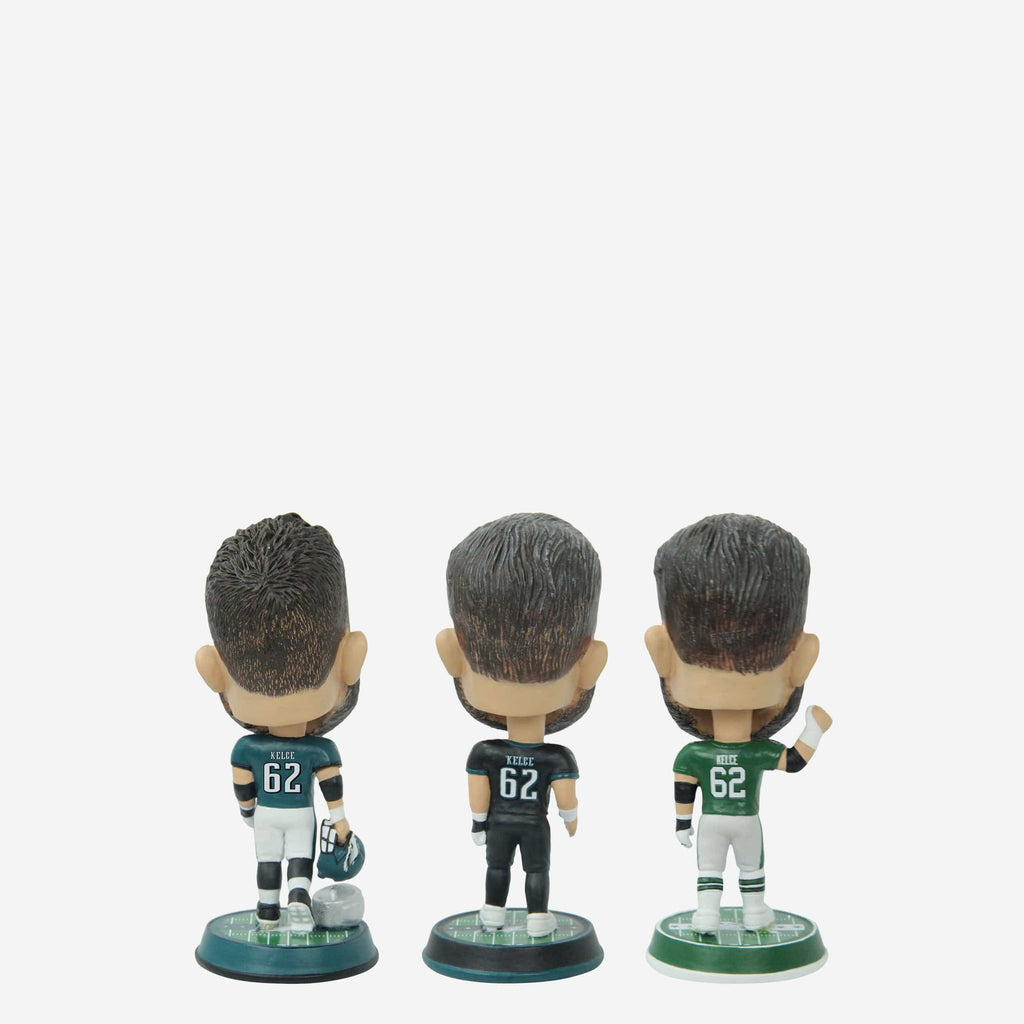 Jason Kelce Philadelphia Eagles 3 Pack Mini Bighead Bobblehead Set FOCO