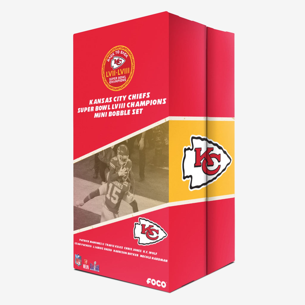 Kansas City Chiefs Super Bowl LVIII Champions Mini Bobblehead Boxed Se FOCO