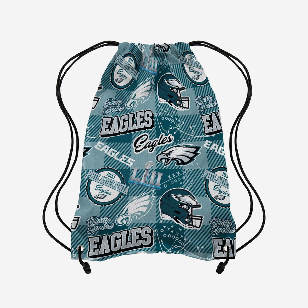 Philadelphia Eagles Thematic Repeat Print Drawstring Backpack FOCO