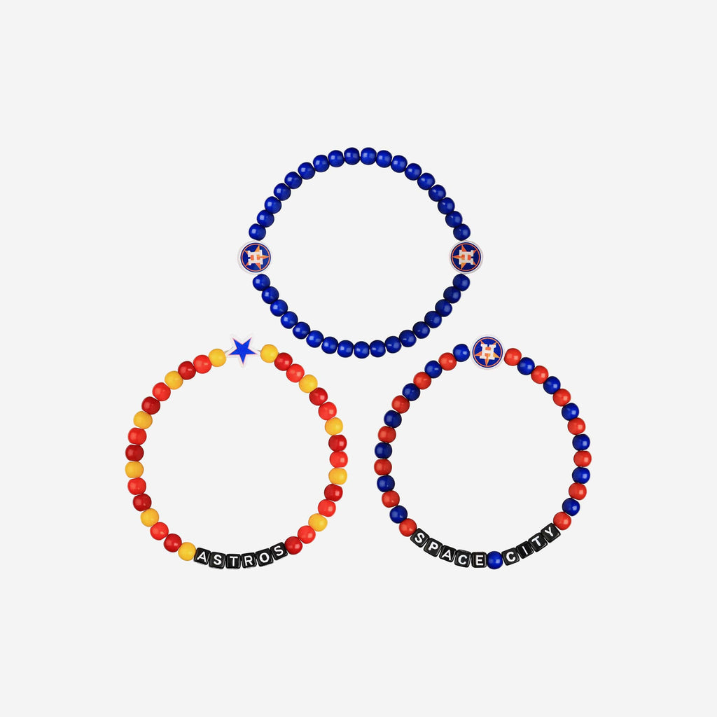 Houston Astros 3 Pack Beaded Friendship Bracelet FOCO