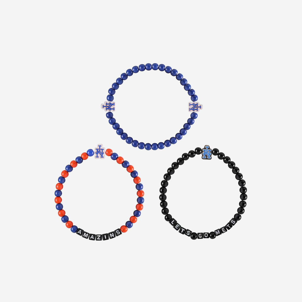 New York Mets 3 Pack Beaded Friendship Bracelet FOCO