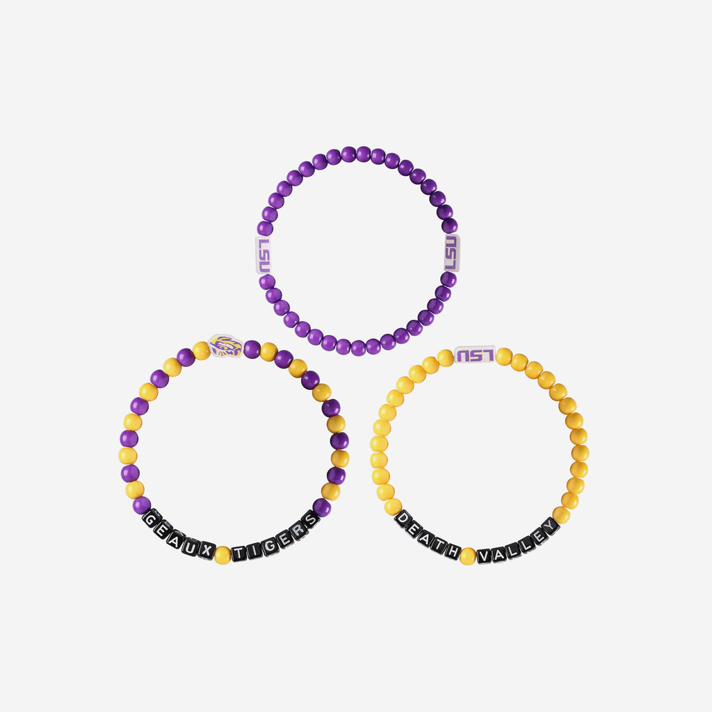 LSU Tigers 3 Pack Beaded Friendship Bracelet FOCO