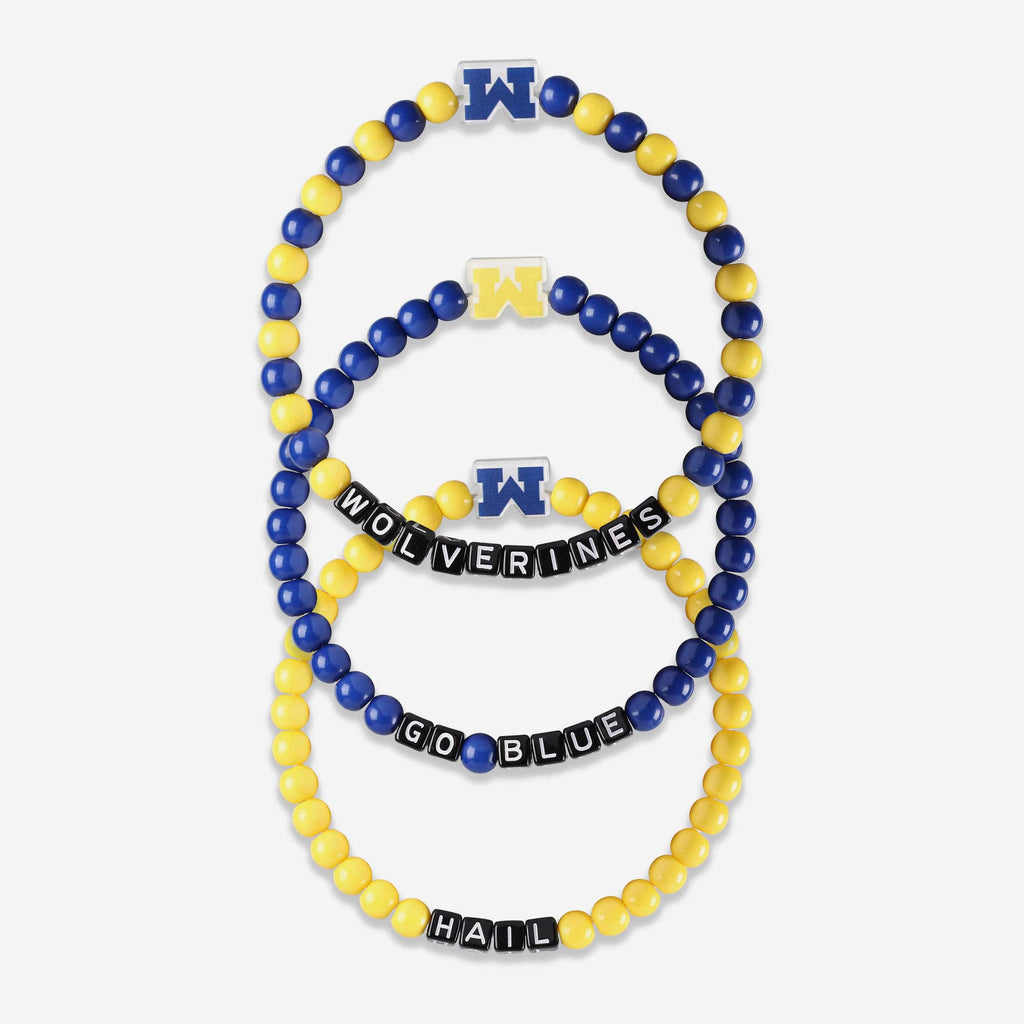 Michigan Wolverines 3 Pack Beaded Friendship Bracelet FOCO