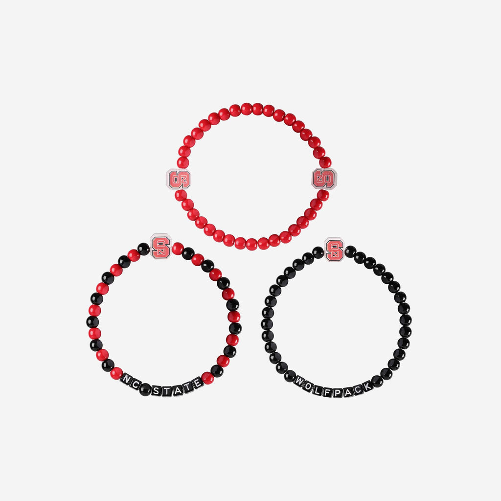 NC State Wolfpack 3 Pack Beaded Friendship Bracelet FOCO