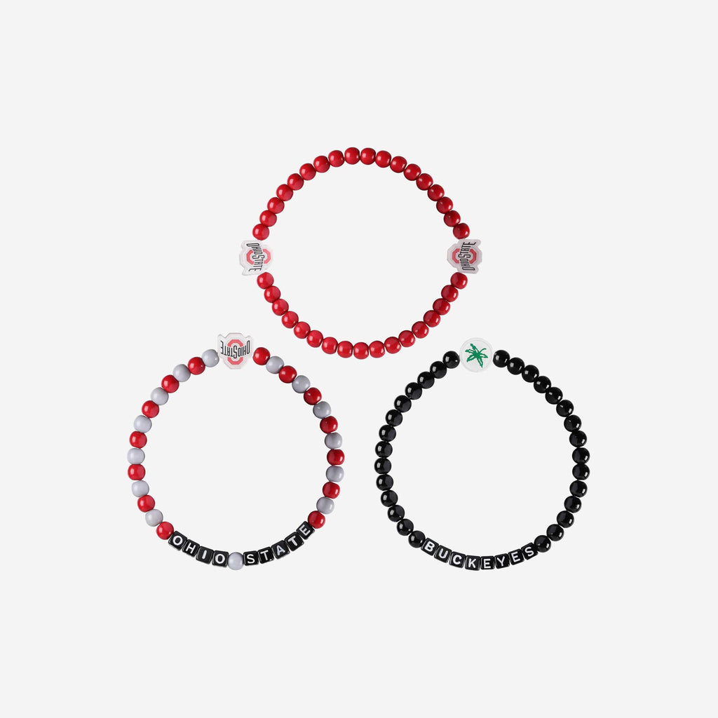 Ohio State Buckeyes 3 Pack Beaded Friendship Bracelet FOCO