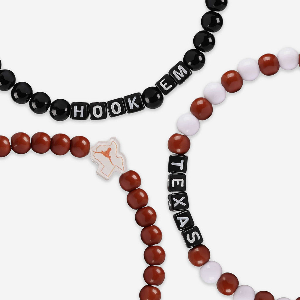 Texas Longhorns 3 Pack Beaded Friendship Bracelet FOCO