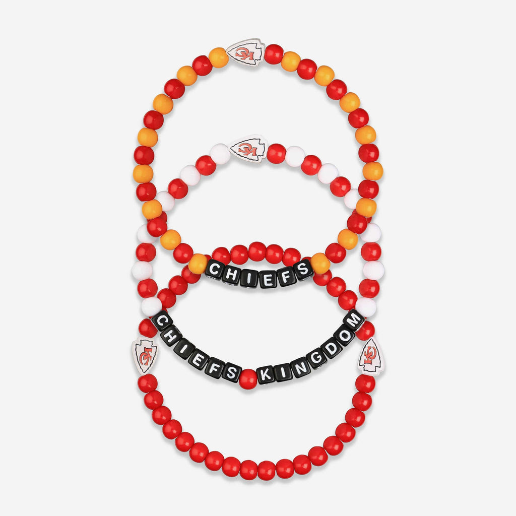 Kansas City Chiefs 3 Pack Beaded Friendship Bracelet FOCO
