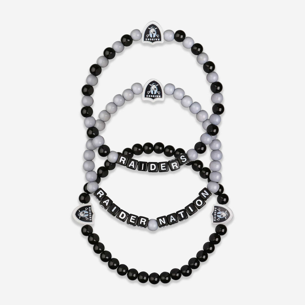 Las Vegas Raiders 3 Pack Beaded Friendship Bracelet FOCO