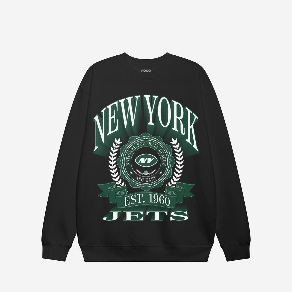 New York Jets Banner Crest Crew Neck Sweatshirt FOCO