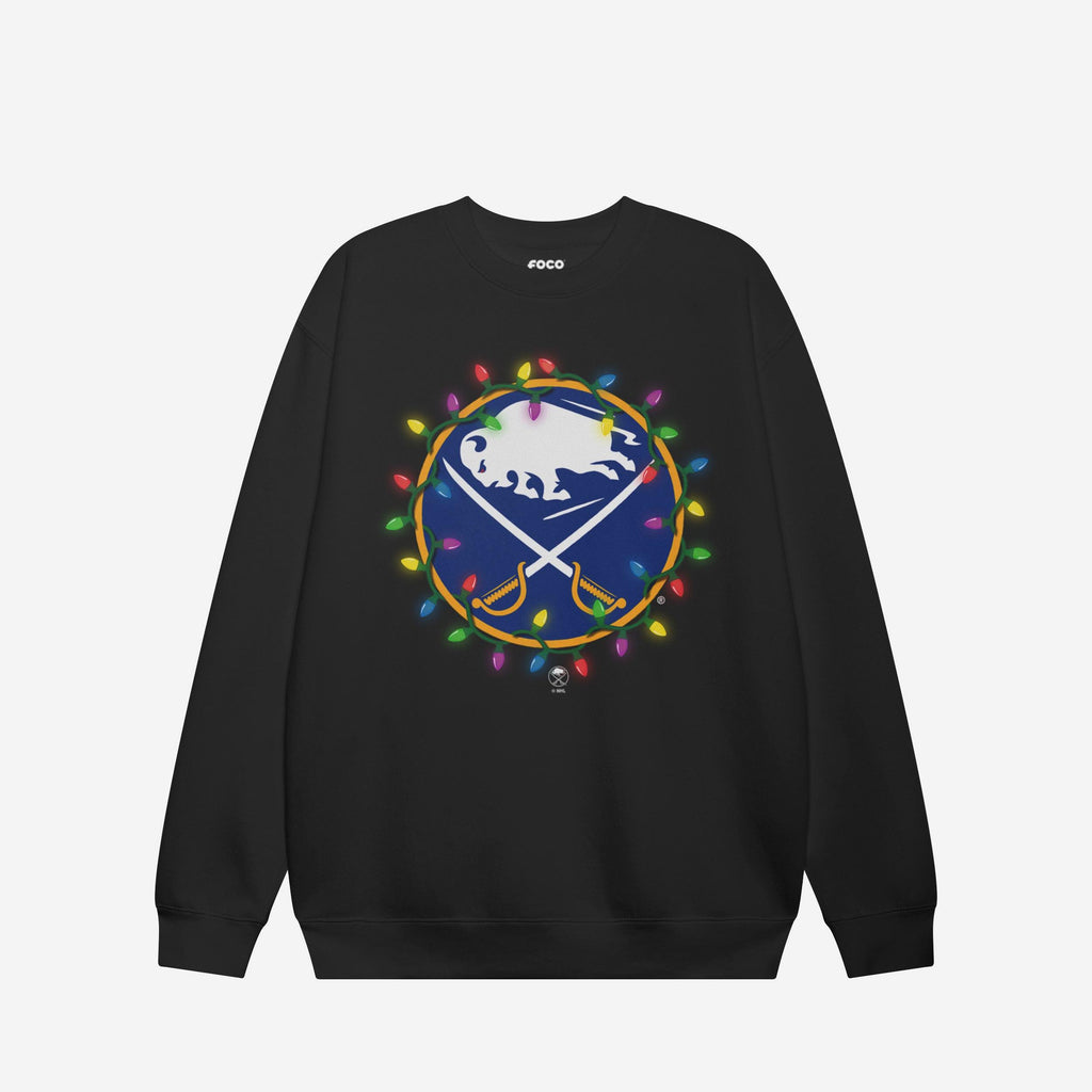 Buffalo Sabres Primary Logo Holiday Lights Crew Neck Sweatshirt FOCO