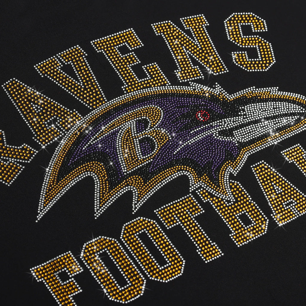 Baltimore Ravens Womens Rhinestone Logo Oversized Crew Neck Sweatshirt FOCO