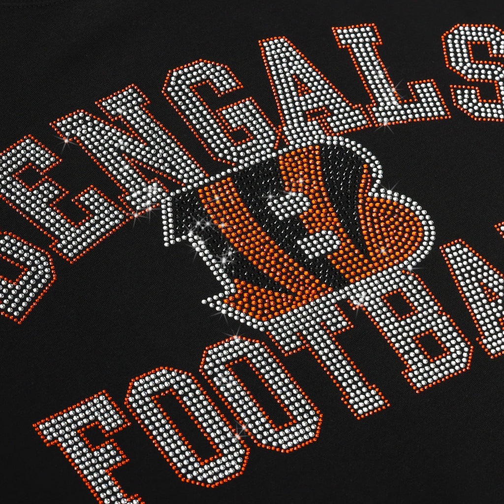 Cincinnati Bengals Womens Rhinestone Logo Oversized Crew Neck Sweatshi FOCO