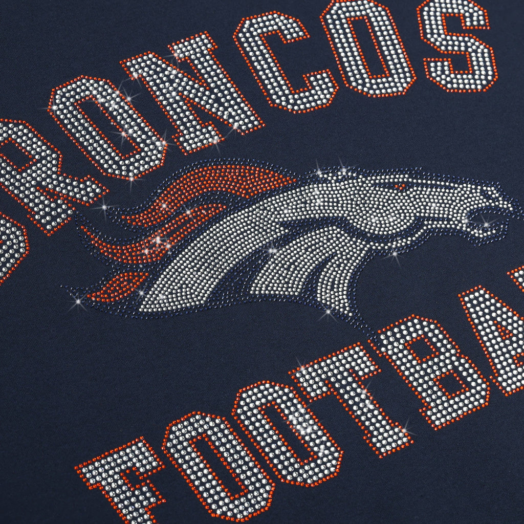 Denver Broncos Womens Rhinestone Logo Oversized Crew Neck Sweatshirt FOCO