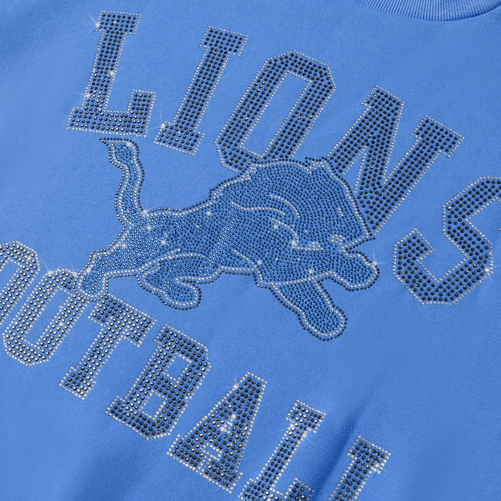 Detroit Lions Womens Rhinestone Logo Oversized Crew Neck Sweatshirt FOCO