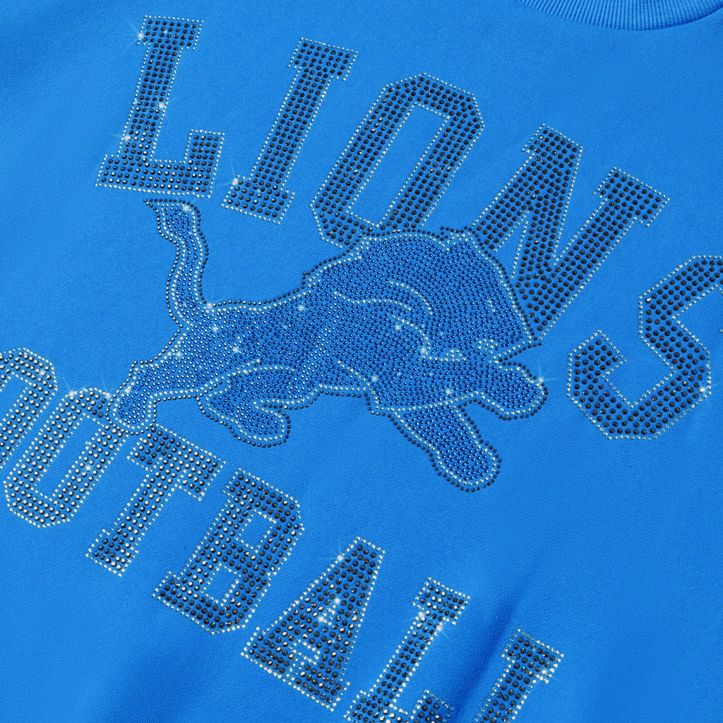 Detroit Lions Womens Rhinestone Logo Oversized Crew Neck Sweatshirt FOCO