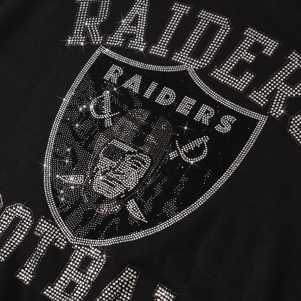 Las Vegas Raiders Womens Rhinestone Logo Oversized Crew Neck Sweatshir FOCO