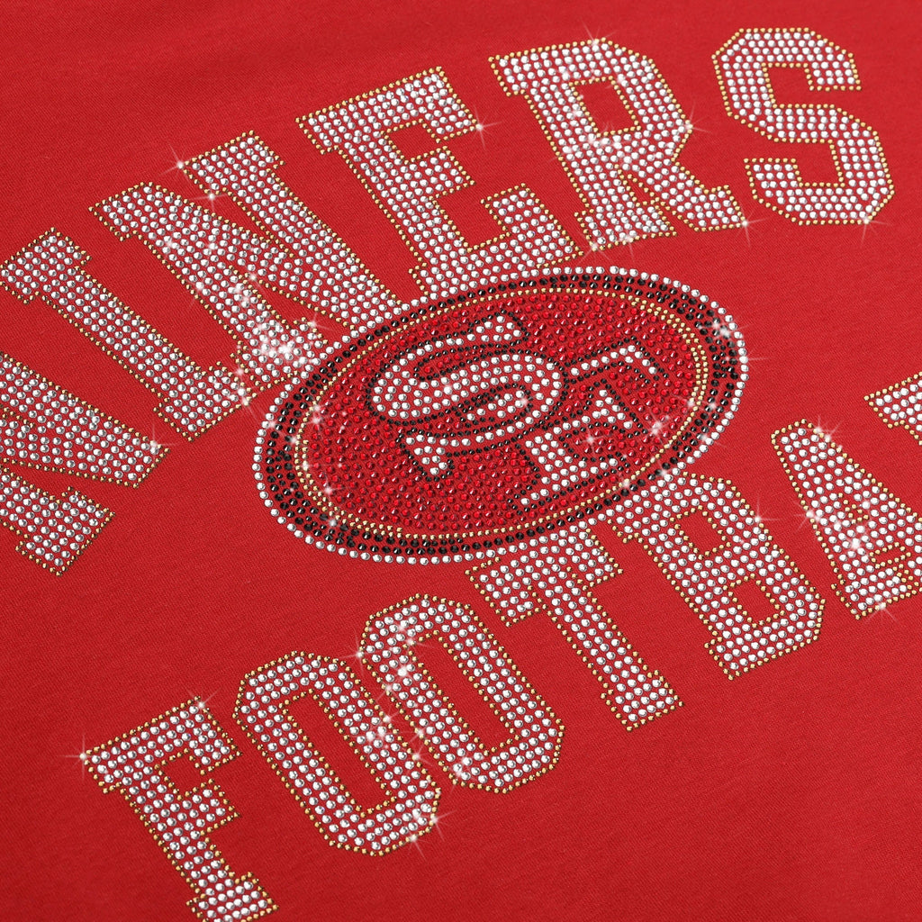 San Francisco 49ers Womens Rhinestone Logo Oversized Crew Neck Sweatsh FOCO